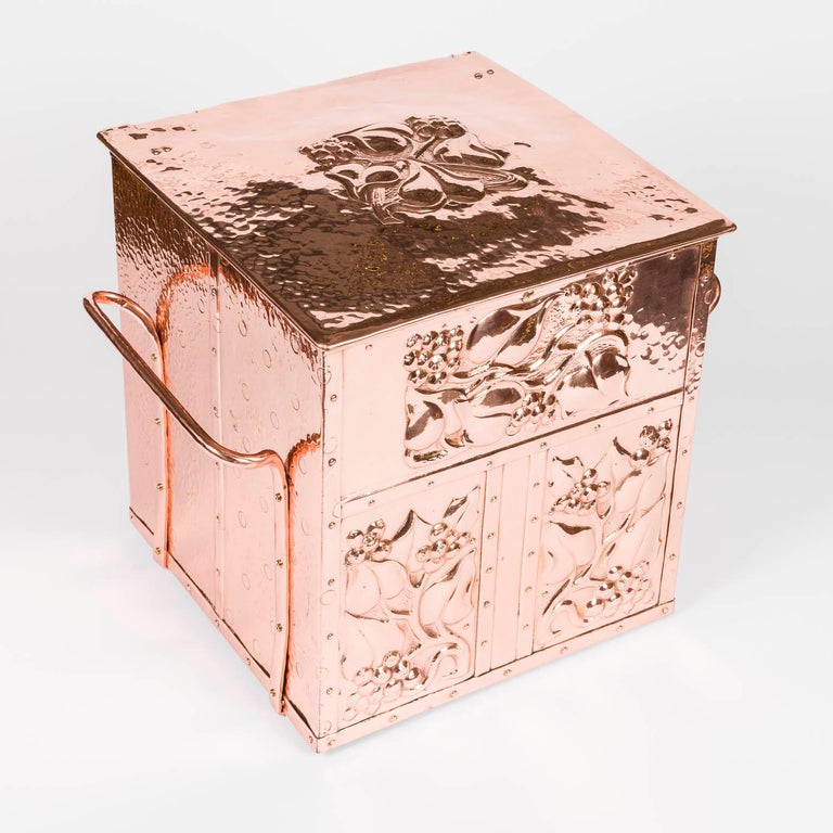 Copper Art Nouveau Fireside Box For Sale at 1stDibs