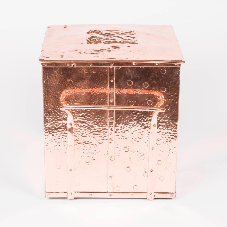 Copper Art Nouveau Fireside Box For Sale at 1stDibs