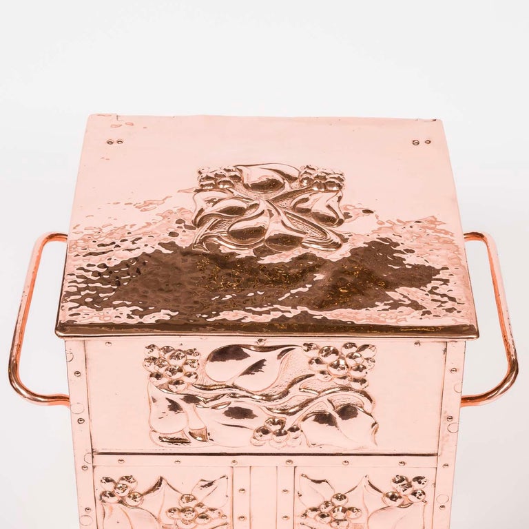 Copper Art Nouveau Fireside Box For Sale at 1stDibs