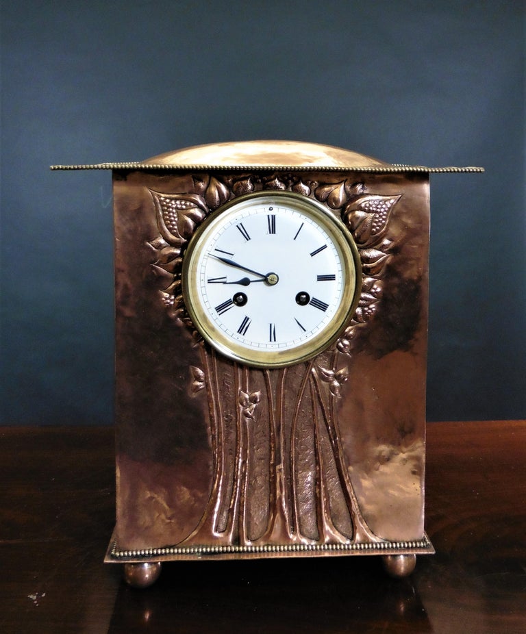 Copper Arts and Crafts French Mantel Clock For Sale at 1stDibs