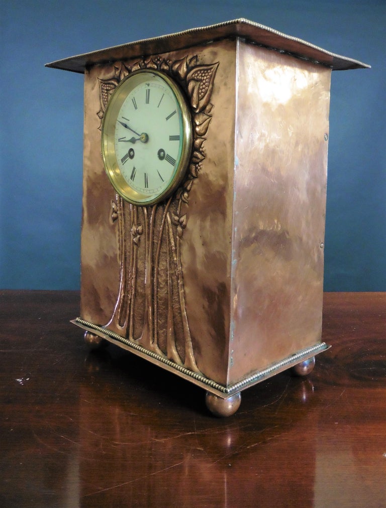 Copper Arts and Crafts French Mantel Clock For Sale at 1stDibs