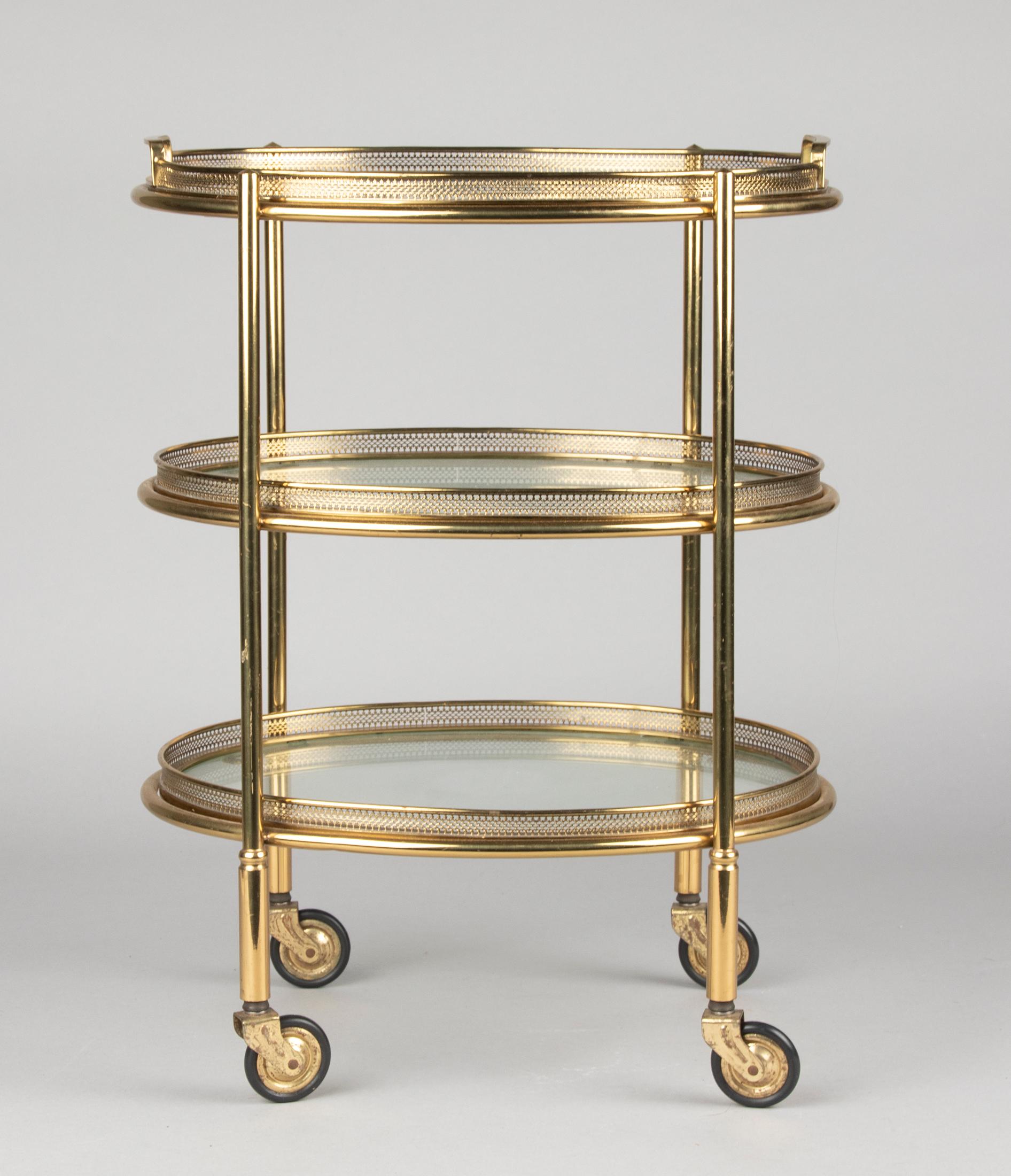 Copper Barcart-Trolley Oval Shaped Maison Baguès Style at 1stDibs