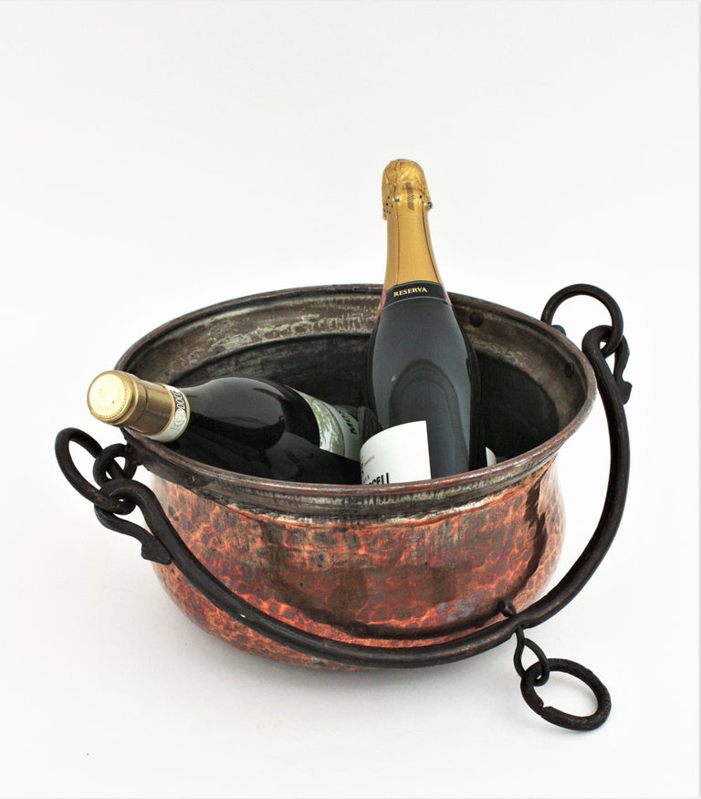 Copper Cauldron Centerpiece Bowl / Wine Cooler / Planter For Sale at ...