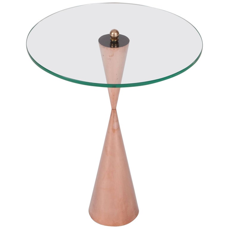 Copper Cone Shaped Side Table with Glass Top at 1stDibs