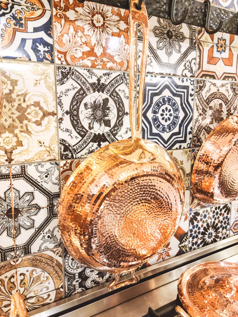 Copper Cookware Set of 11 with Flower Lid For Sale at 1stDibs