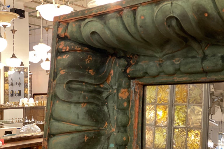 Copper Cornice Mirror with Original Verdigris Patina from NYC Building ...