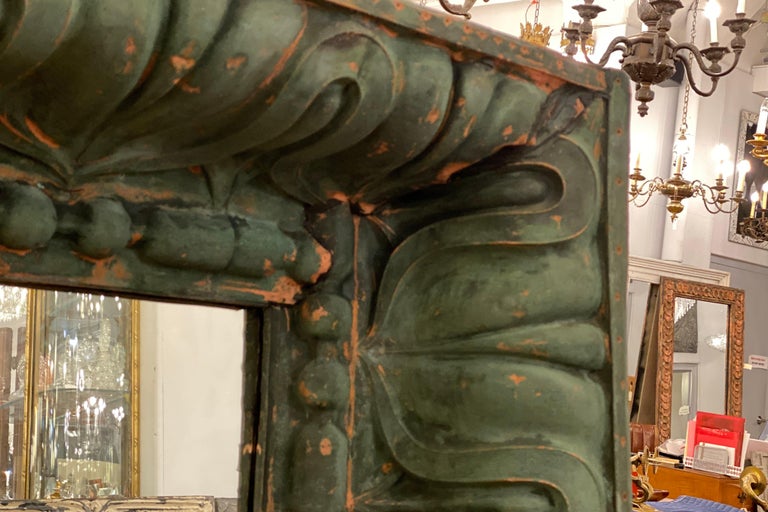 Copper Cornice Mirror with Original Verdigris Patina from NYC Building ...