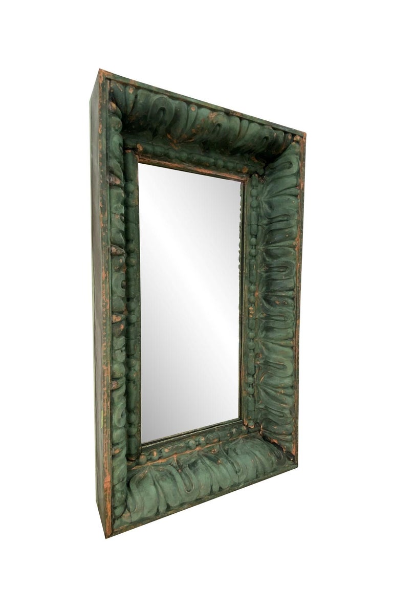 Copper Cornice Mirror with Original Verdigris Patina from NYC Building ...