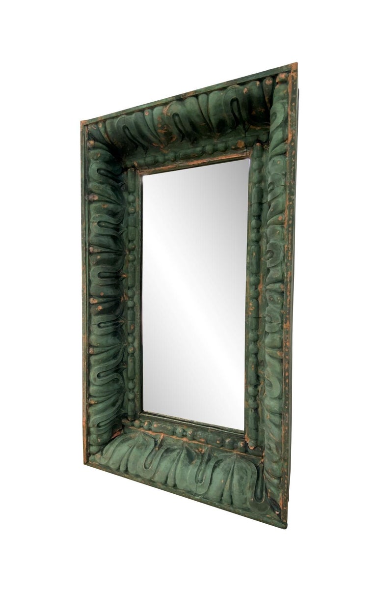 Copper Cornice Mirror with Original Verdigris Patina from NYC Building ...