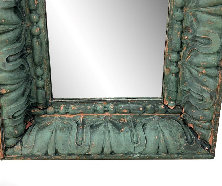 Copper Cornice Mirror with Original Verdigris Patina from NYC Building ...