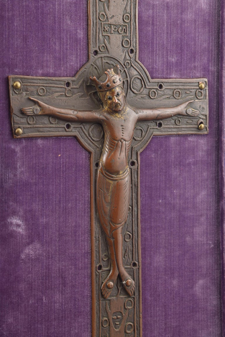 Copper Cross with Christ, Copper, Jet, Textile, Wood, Limoges, France ...