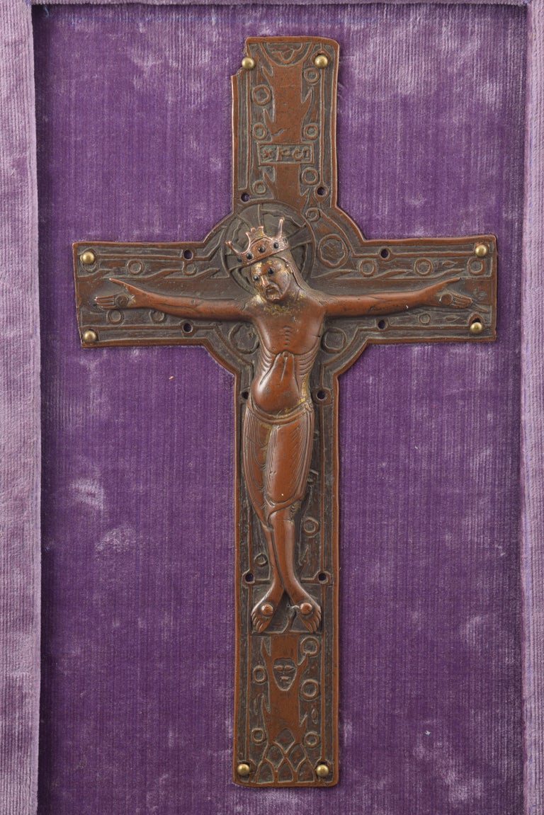 Copper Cross with Christ, Copper, Jet, Textile, Wood, Limoges, France ...