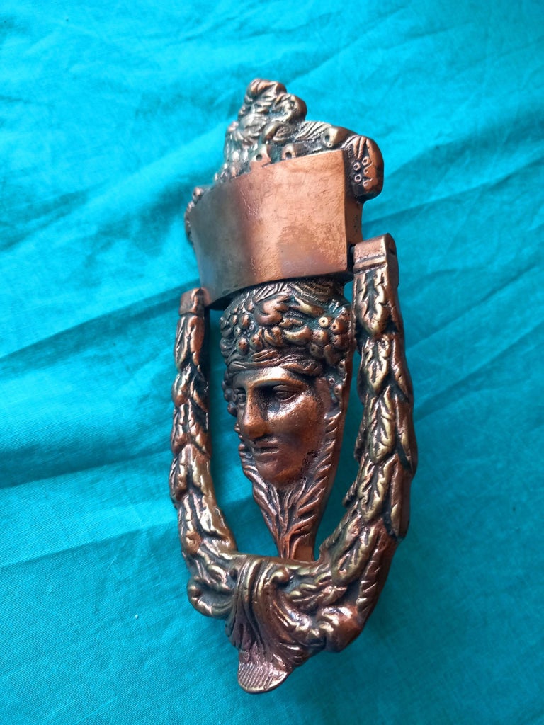 Copper Door Knocker and Handle, France, 19th Century For Sale at 1stDibs