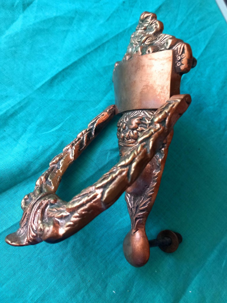 Copper Door Knocker and Handle, France, 19th Century For Sale at 1stDibs
