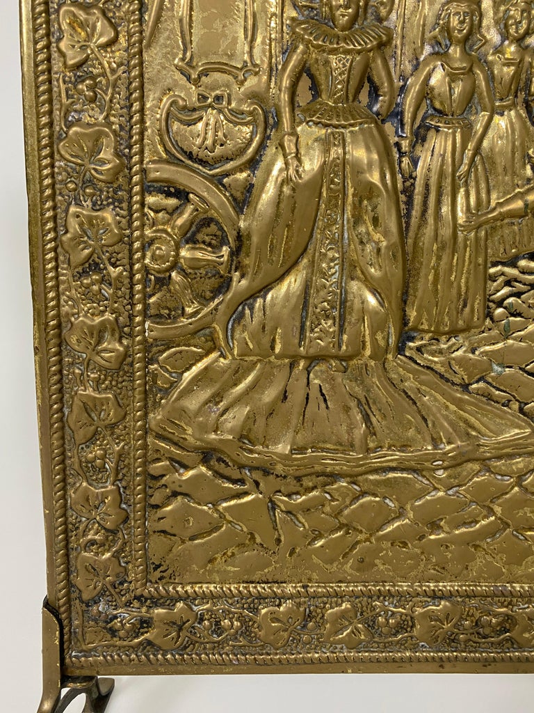 Copper Embossed Fireplace Screen Fire Screen, 1920's For Sale at ...