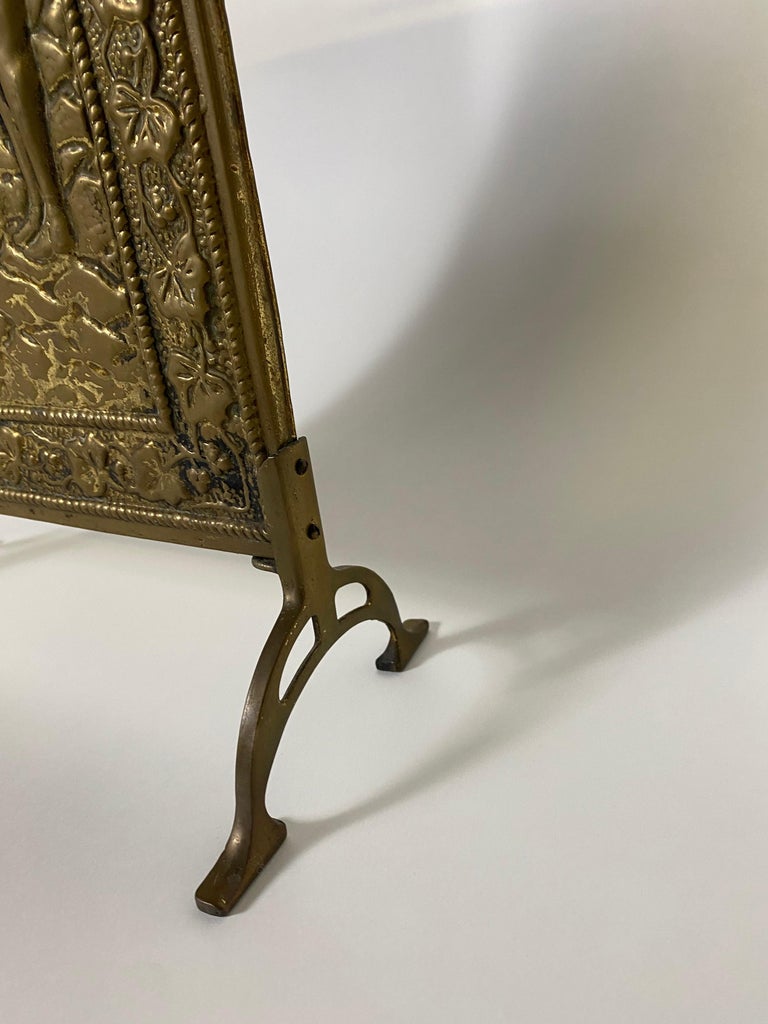 Copper Embossed Fireplace Screen Fire Screen, 1920's For Sale at ...