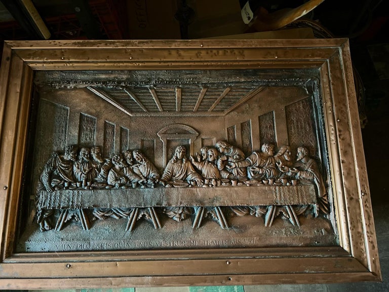Copper Framed Copper Last Supper Relief For Sale at 1stDibs