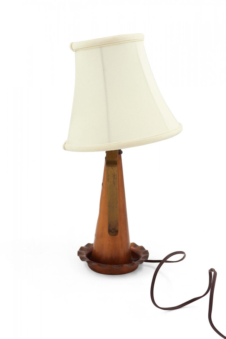 Copper Funnel Table Lamp with Scalloped Base For Sale at 1stDibs
