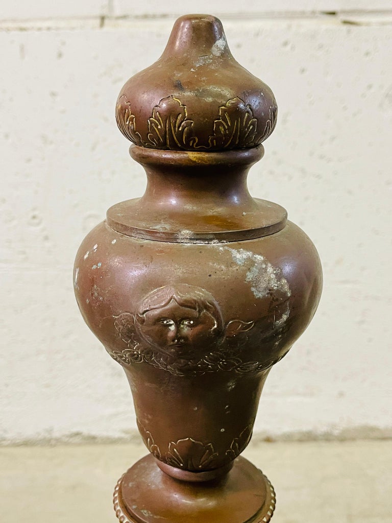Copper and Iron Incised Fireplace Andirons, Pair at 1stDibs | copper ...