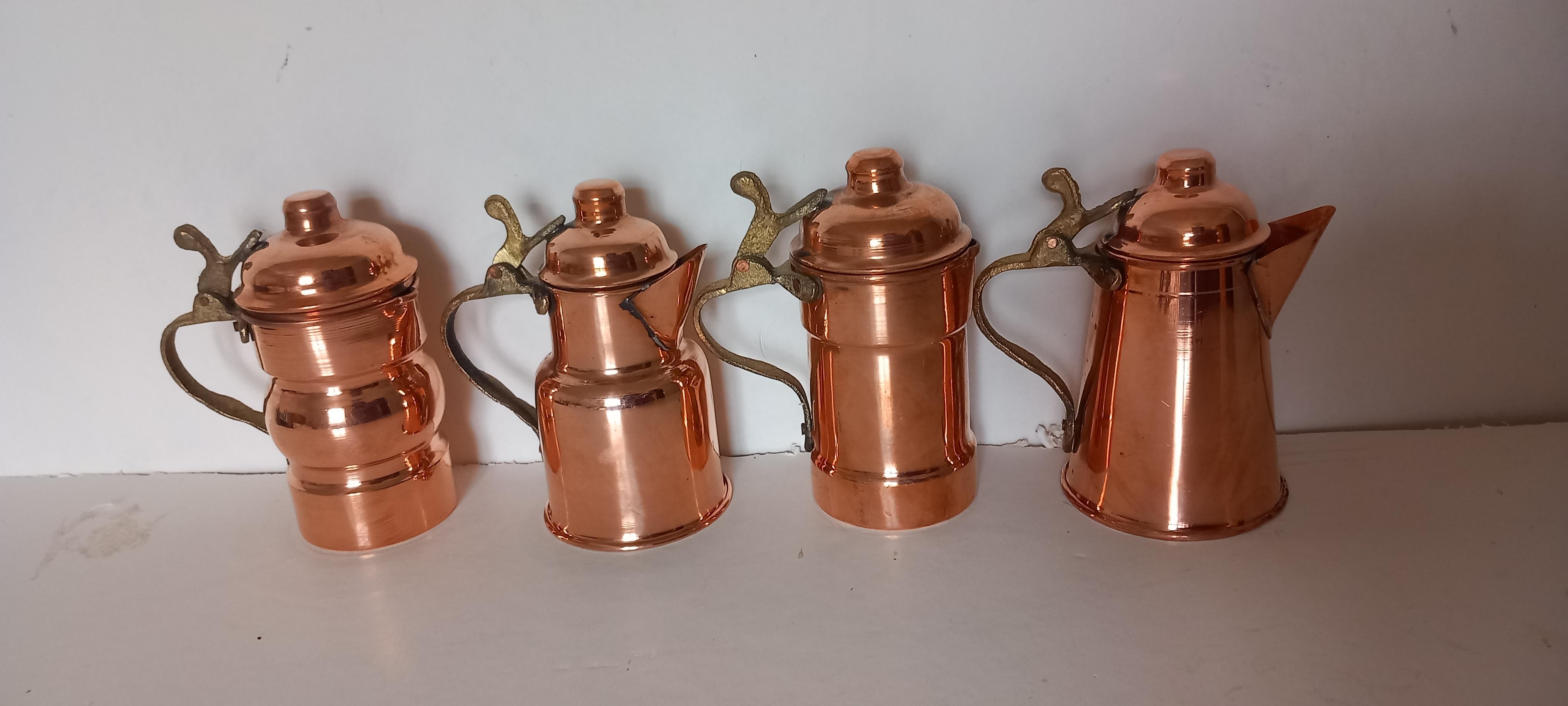 Copper Kitchen Decoration Vintage Coffee Pots For Rustic Lot of Six For ...