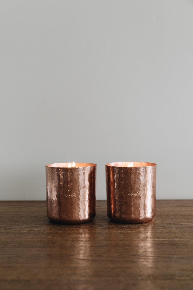 Rustic Hand-Hammered Copper Mexican Large Candle For Sale at 1stDibs