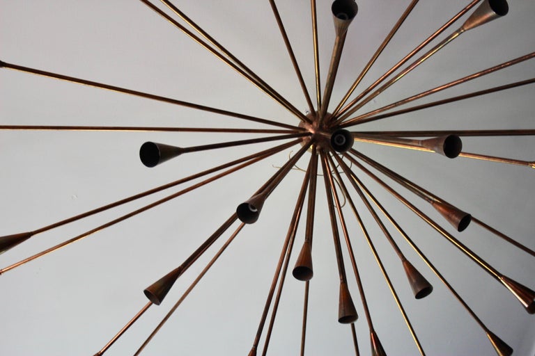 Copper Large Sputnik Chandelier with Forty Arms For Sale at 1stDibs