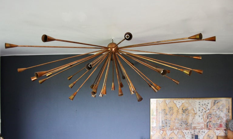 Copper Large Sputnik Chandelier with Forty Arms For Sale at 1stDibs