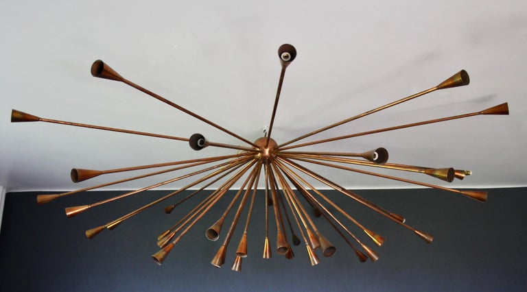 Copper Large Sputnik Chandelier with Forty Arms For Sale at 1stDibs
