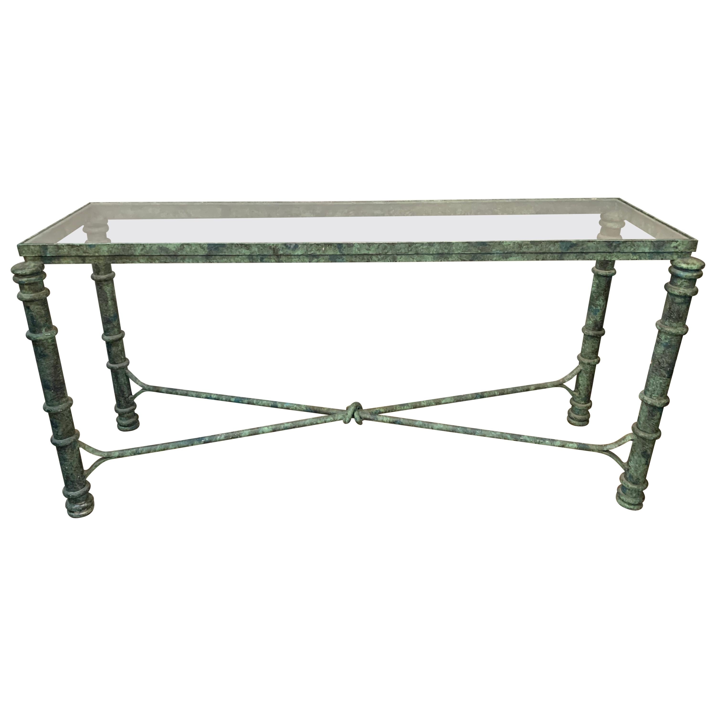 Narrow Italian Painted and Gilt Console Table at 1stDibs
