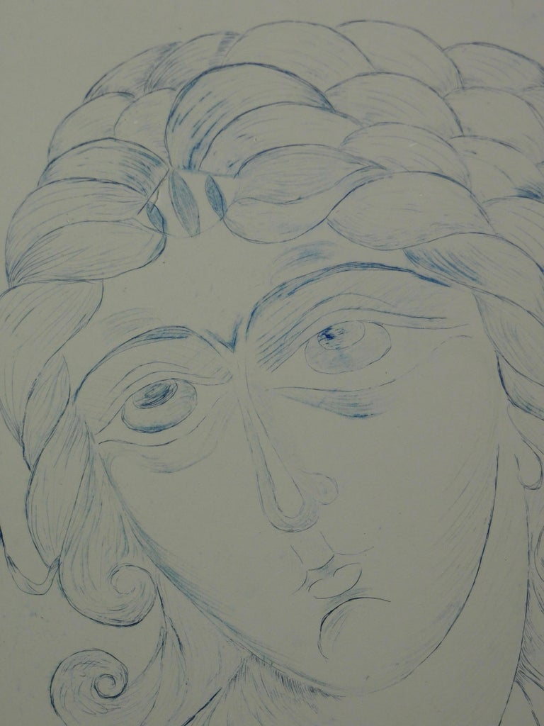 Copper Plate Etching on Paper Portrait of the Arc Angel Gabriel For ...