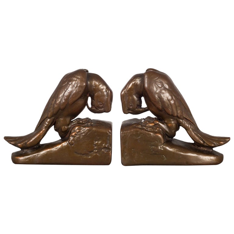 Copper-Plated Parrot Bookends by Armor Bronze, circa 1930 For Sale at ...