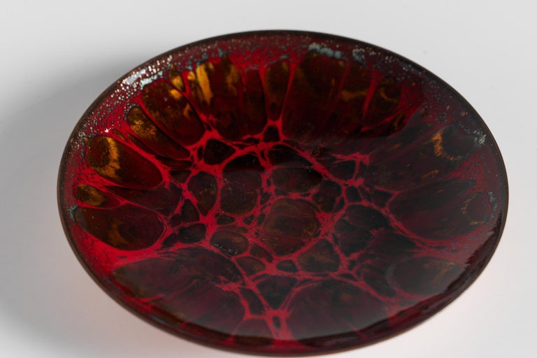 Copper Red Enameled Plate by Win Ng For Sale at 1stDibs
