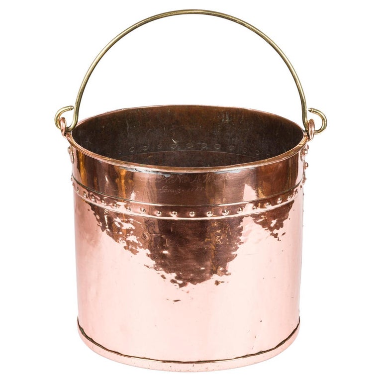 Copper Riveted Fireside Bin For Sale at 1stDibs