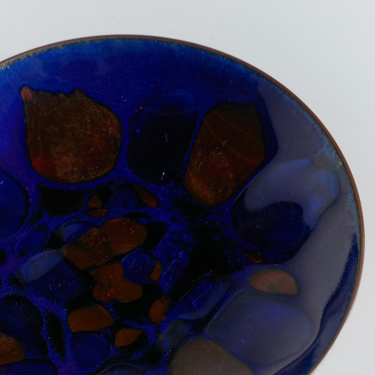 Copper Royal Blue Enameled Plate by Win Ng For Sale at 1stDibs