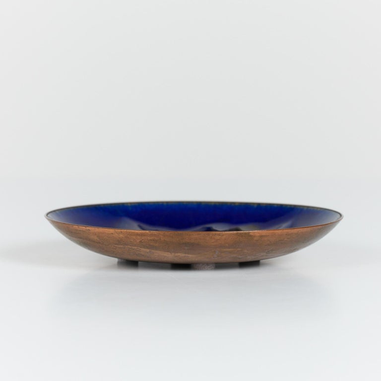 Copper Royal Blue Enameled Plate by Win Ng For Sale at 1stDibs