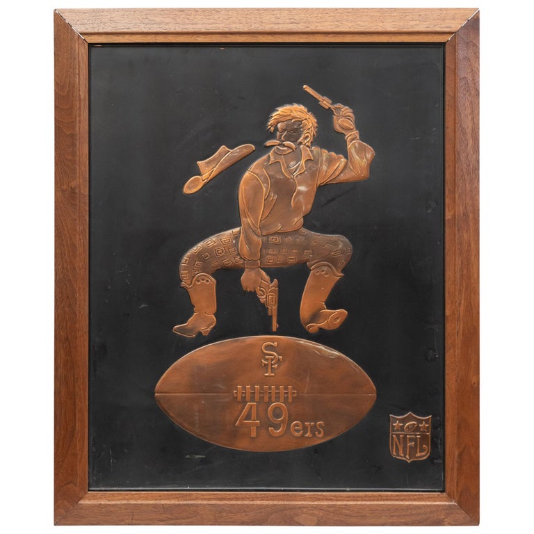 Copper San Francisco 49er's Sign with Embossed Image of the Their Early ...