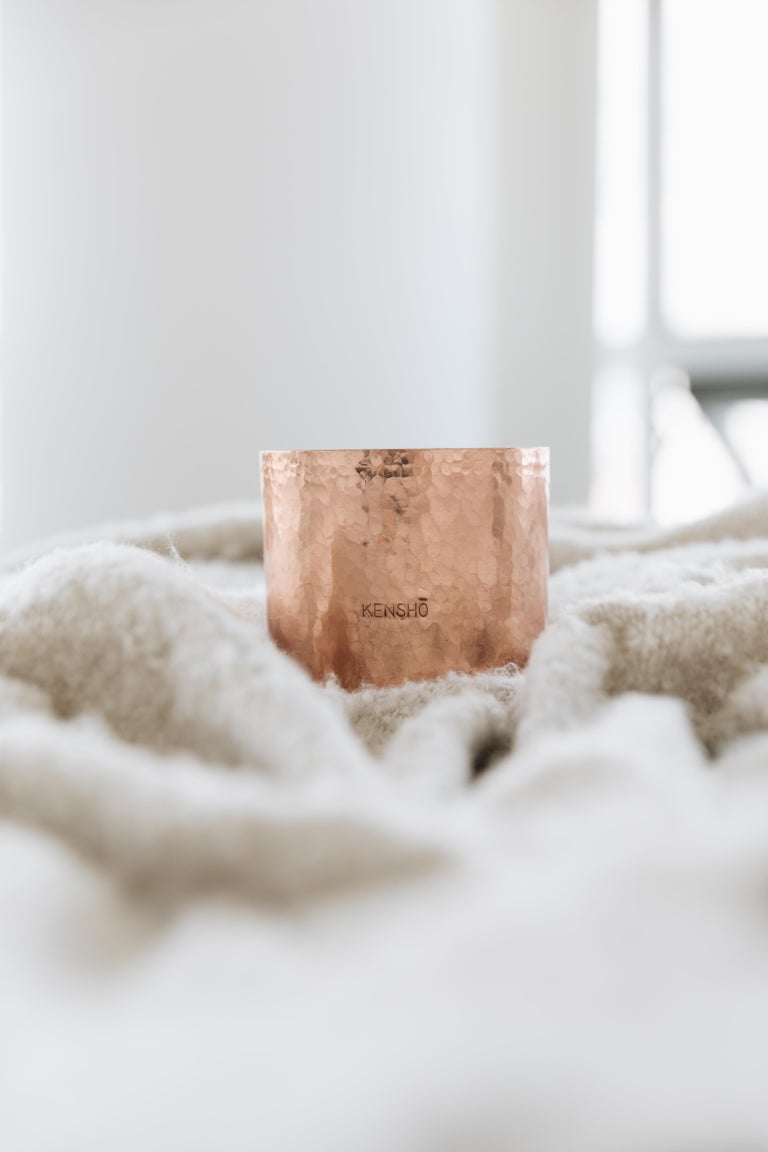 Rustic Hand-Hammered Copper Mexican Small Candle For Sale at 1stDibs