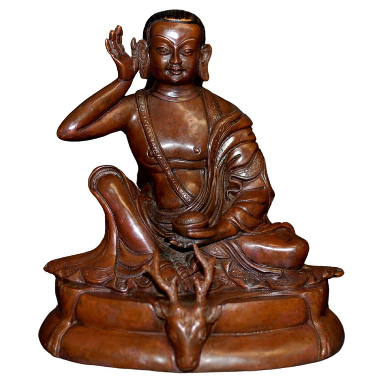 Copper Statue Milarepa Tibetan Poet Music Saint For Sale at 1stDibs