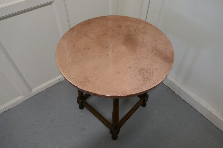 Copper Topped Tavern Table or Occasional Table For Sale at 1stDibs