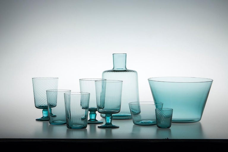 Coppetta, 6 Little Bowls Handcrafted Murano Glass, Acquamarine Twisted ...