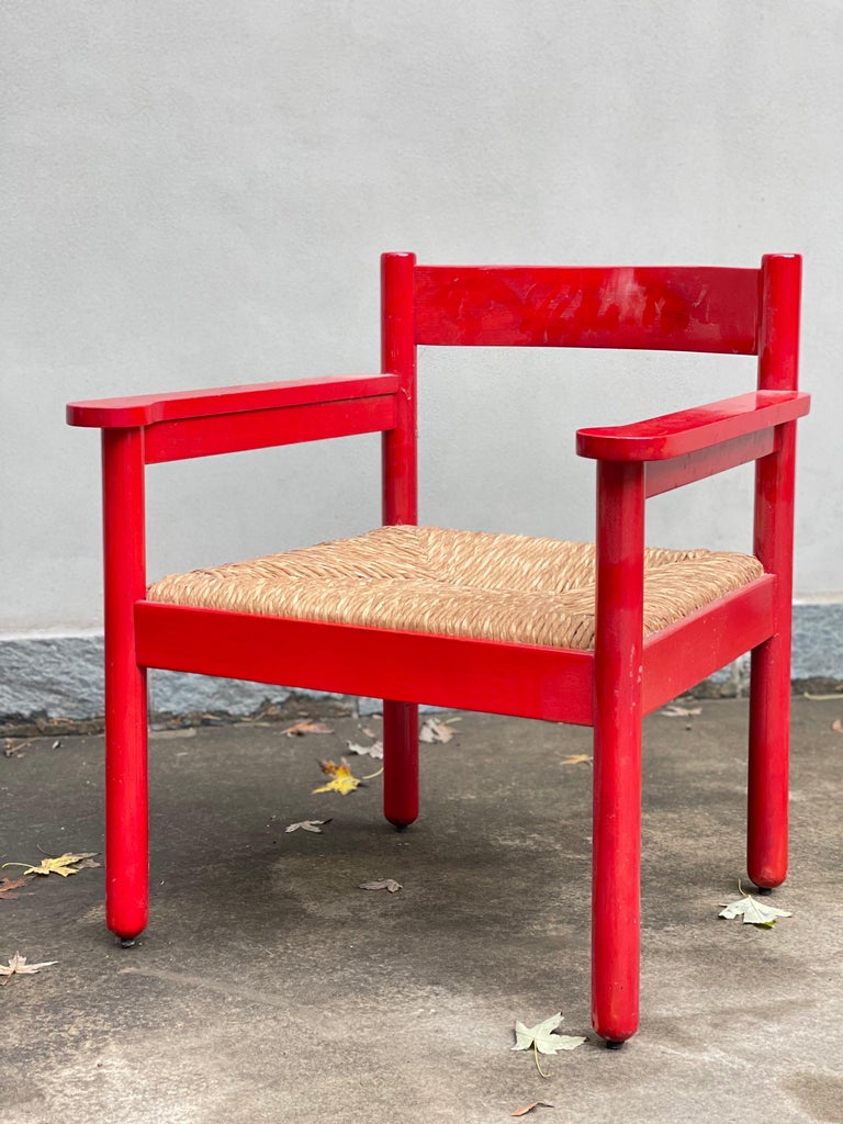 Coppia di Poltrone Vintage Rosse, Armchairs, Poltrone in Legno, Wood ...