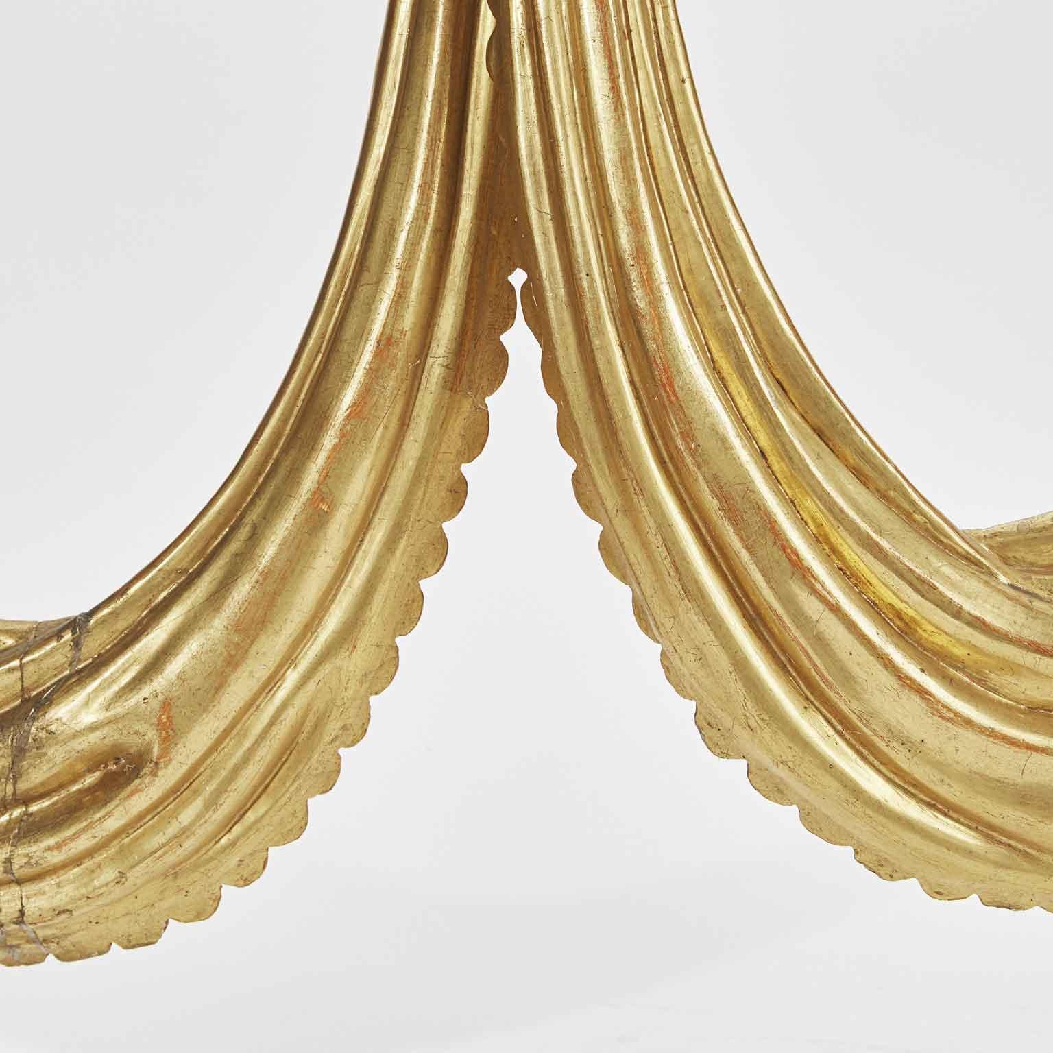 Coppia di Festoni Italiani Fregi Neoclassici da Parete Legno Dorato ...