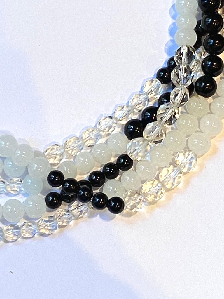 Coppola e Toppo 1950s Black, Opaline White and Crystal Bead Necklace ...