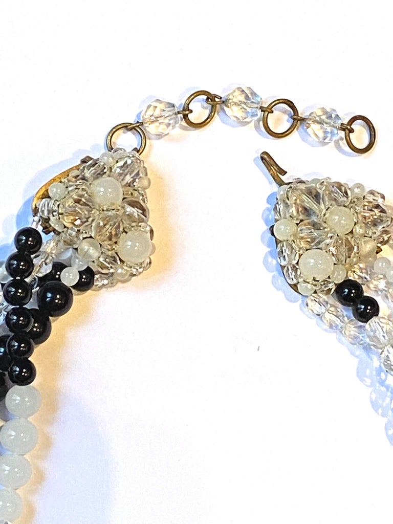 Coppola e Toppo 1950s Black, Opaline White and Crystal Bead Necklace ...