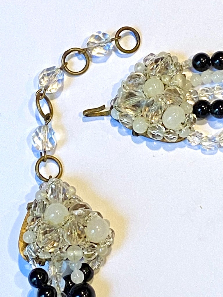 Coppola e Toppo 1950s Black, Opaline White and Crystal Bead Necklace ...
