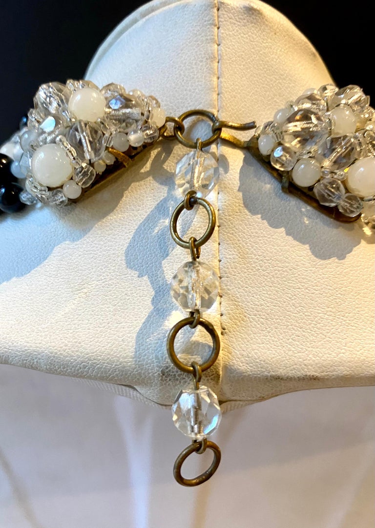 Coppola e Toppo 1950s Black, Opaline White and Crystal Bead Necklace ...
