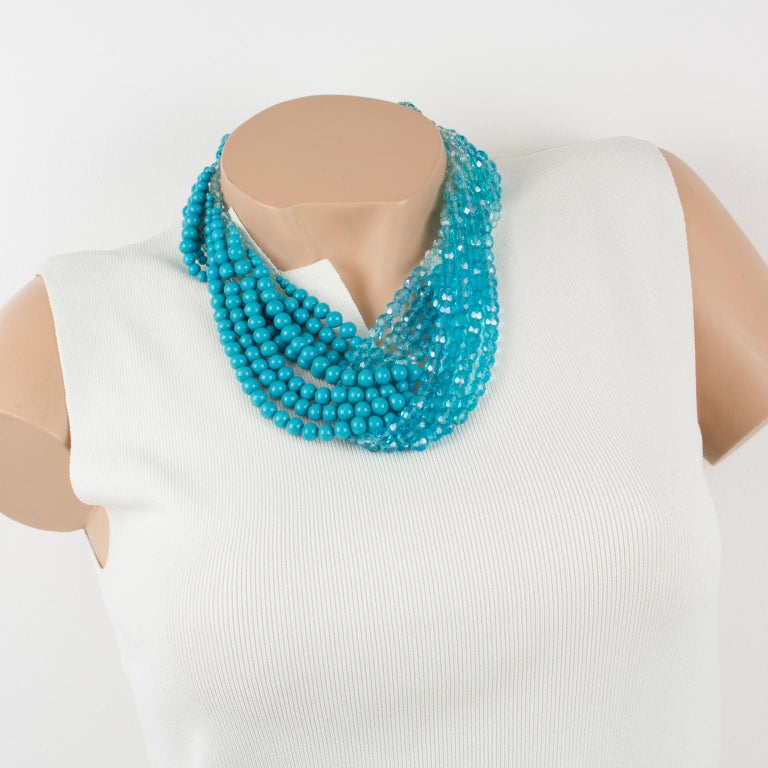 Coppola e Toppo Blue Crystal Drapery Necklace, 1950s For Sale at 1stDibs