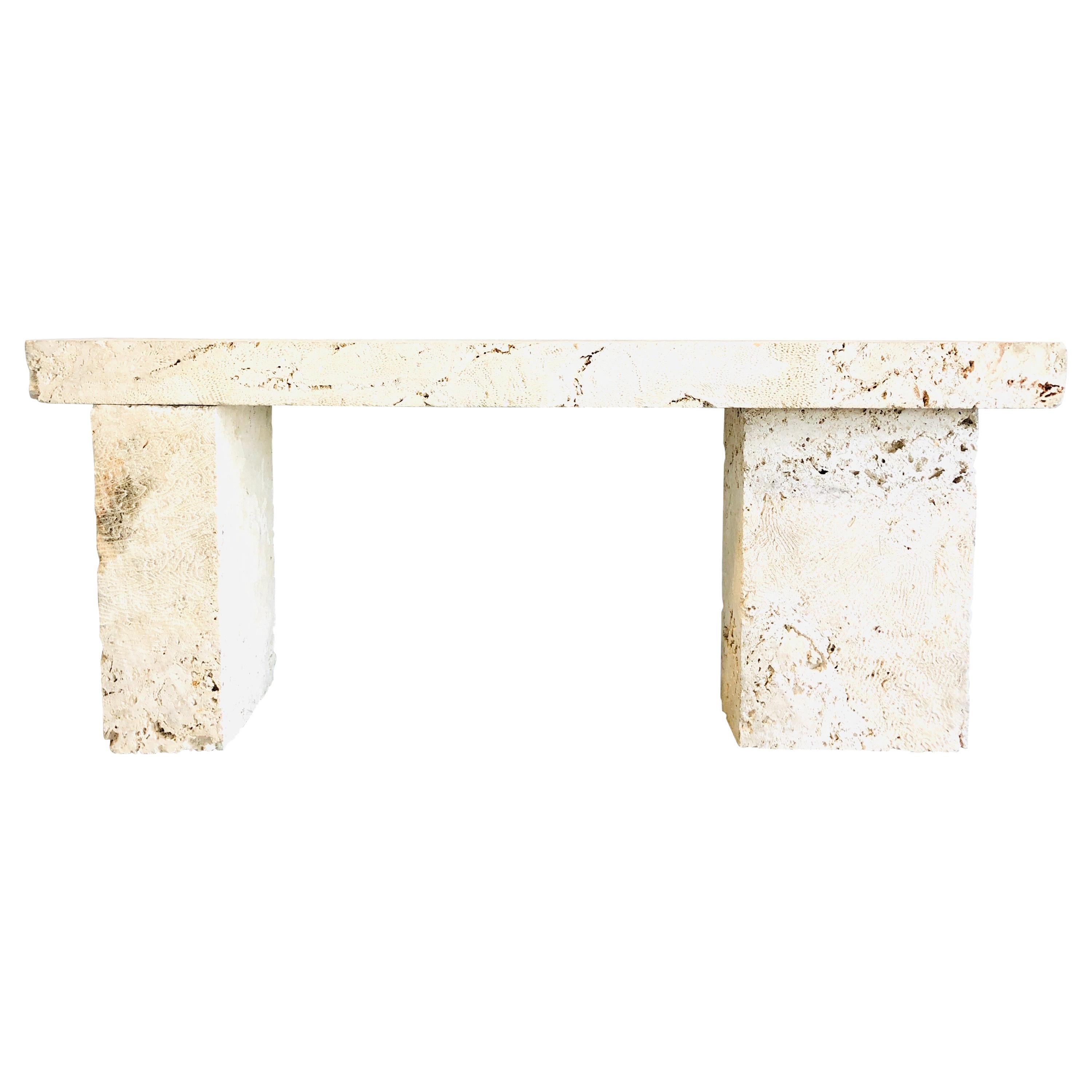 Coquina Stone Massive Console Table, 1970s at 1stDibs