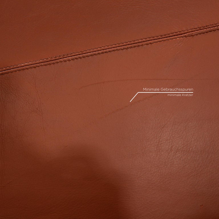 COR Arthe Leather Sofa Set Brown 2x Two-Seater Stool For Sale at 1stDibs