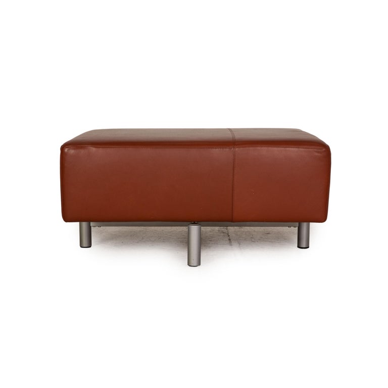 COR Arthe Leather Sofa Set Brown 2x Two-Seater Stool For Sale at 1stDibs